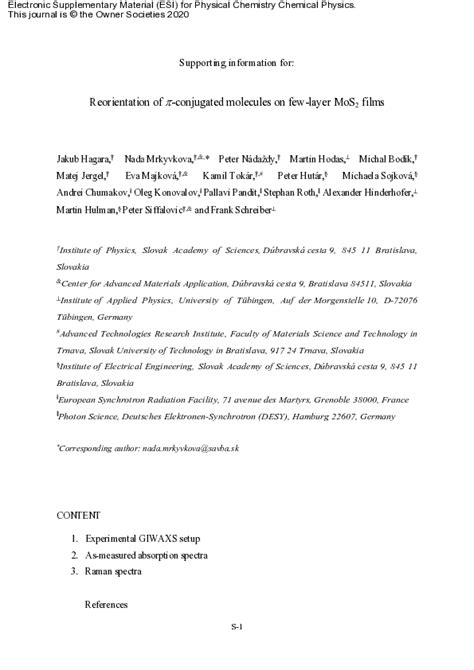 Pdf Reorientation Of π Conjugated Molecules On Few Layer Mos2 Films Dr Pallavi Pandit