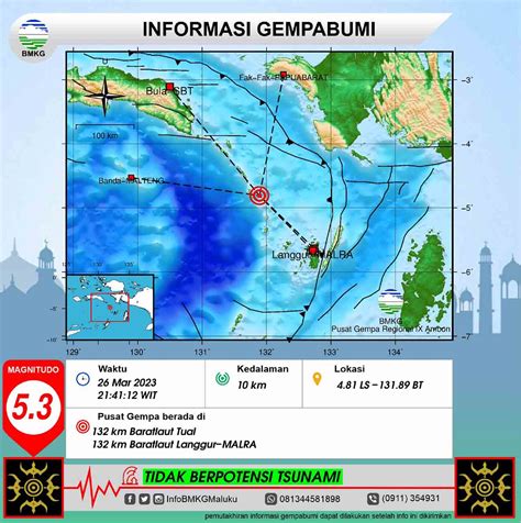 Gempa M 5 3 Terjadi Di Laut Banda Bmkg Terasa Di Malra Tual Sbt