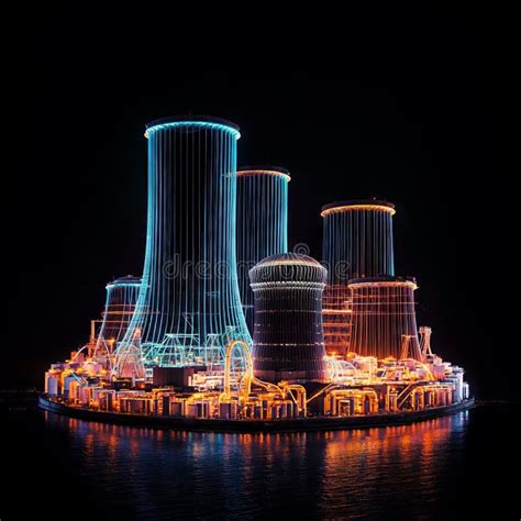 Neon Nucleon Electric Glow Pulsates From Within A Futuristic Reactor