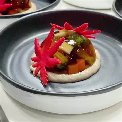 Amuse Bouche Vegetables Aspic With Mushroom Créme ••••••••• 🍽 เมนู 8