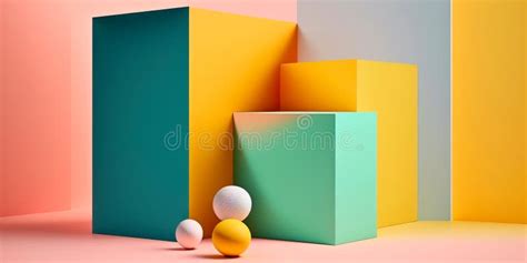 Minimalistic Abstract Composition With Bold Lines And Pastel Generative