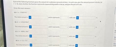 Each Of The Following Functions Gives The Amount Of A