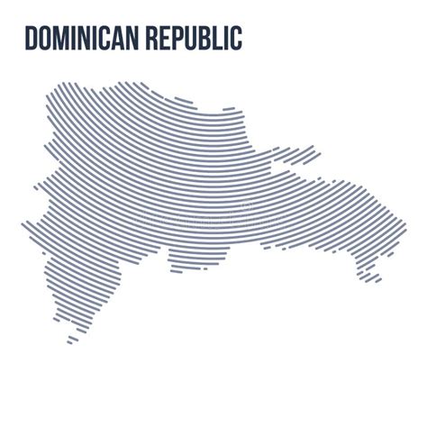 Vector Abstract Hatched Map Of Dominican Republic With Curve Lines Isolated On A White