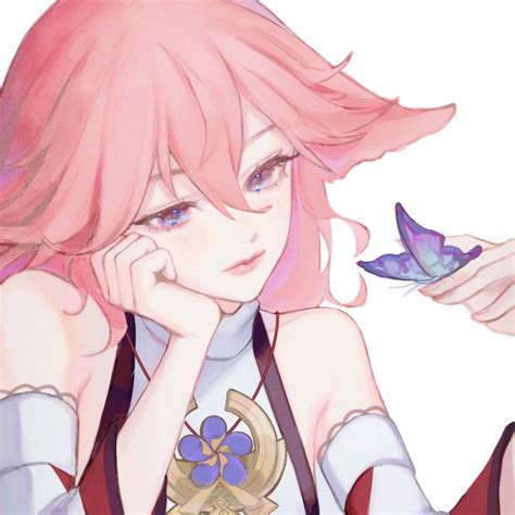 原神 八重神子 画师 Lyrah 堆糖，美图壁纸兴趣社区