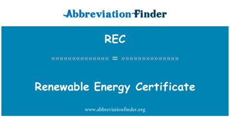 Rec는 신 재생 에너지 인증서 Renewable Energy Certificate를 의미합니다