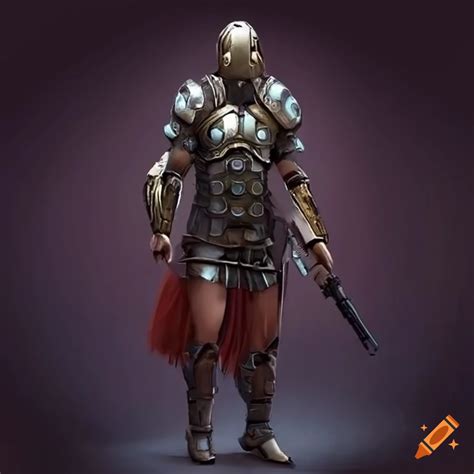 Futuristic Roman Soldier With Cybernetic Enhancements
