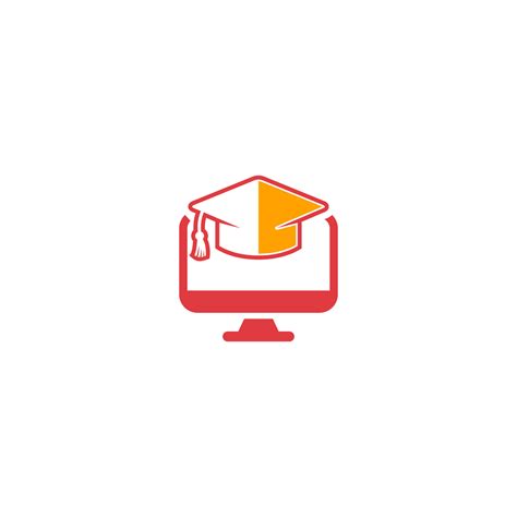 Computer Screen Logo Design With Bachelor Cap Combination Education