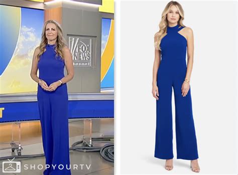 Fox And Friends August 2024 Cheryl Casones Blue Halter Jumpsuit