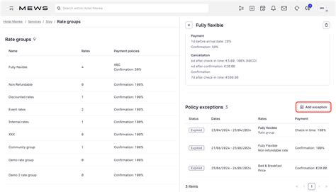 How To Create A Policy Exception For A Rate Or Rate Group In Mews