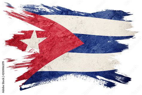Grunge Cuba Flag Cuban Flag With Grunge Texture Brush Stroke Stock