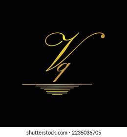 Initial Vq Logo Signature Elegant Gold Stock Vector Royalty Free Shutterstock