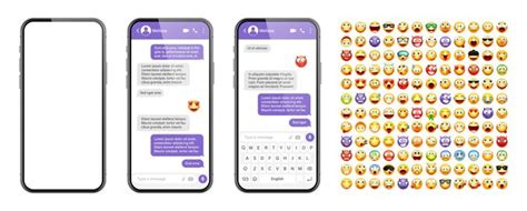 Premium Vector Smartphone Messaging App User Interface Design With Emoji Sms Text Frame Chat