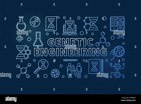 Genetic Engineering Vector Blue Outline Horizontal Biotechnology