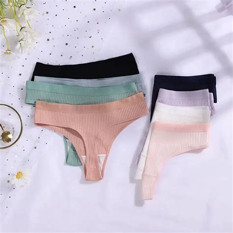 Bragas De Algod N Para Mujer Ropa Interior Sexy Acanalada Sin Costuras