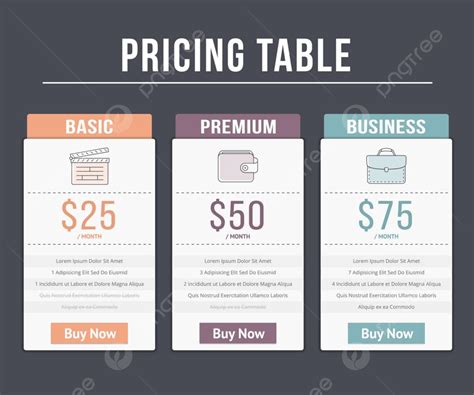 pricing table basic business button template download on pngtree