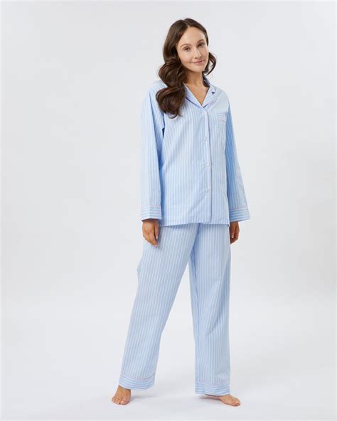 Womens Classic Cotton Pyjamas Lindley Stripe Bonsoir Of London