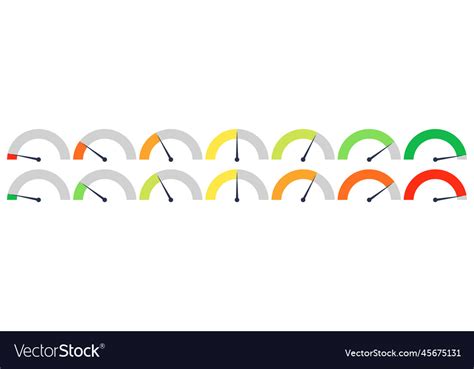 Set Of Speedometer Speed Dial Indicator Green And Vector Image