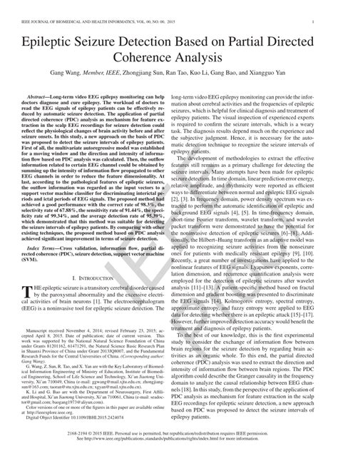 PDF Epileptic Seizure Detection Based On Partial Directed Coherence Analysis