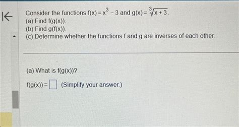Solved Consider The Functions F X X3−3 And G X 3x 3 A