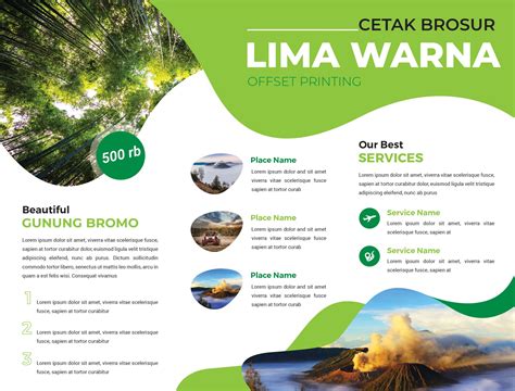 Contoh Brosur A4 Lipat Lima Warna Offset Printing