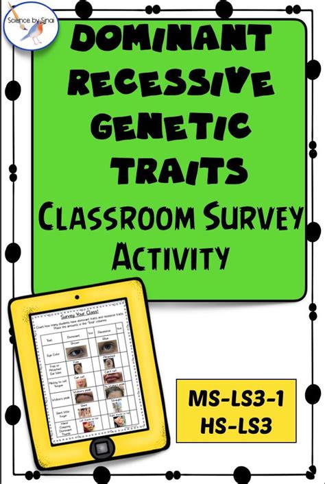 Dominant Recessive Genetics Traits Classroom Survey Activity Worksheet