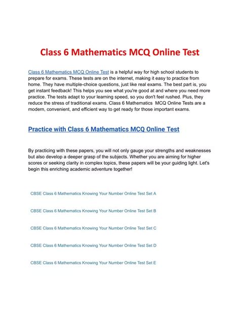 Ppt Class Mathematics Mcq Online Test Powerpoint Presentation Free