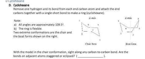 Solved D Cyclohexane D Cyclohexane Remove One Hydrogen And Its Bond From Course Hero