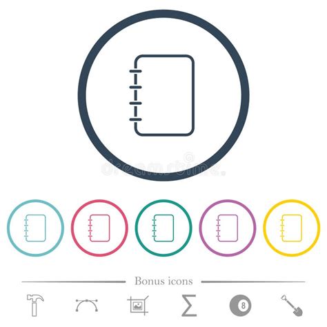 Spiral Blank Notes Outline Flat Color Icons In Round Outlines Stock Vector Illustration Of