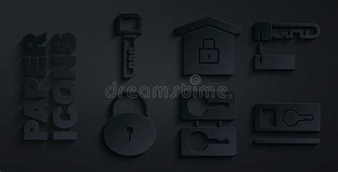 Set Casting Keys Marked Lock Key Card House Under Protection And Icon Vector Stock Vector