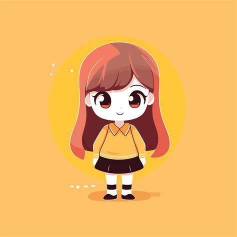 Cute Kawaii Girl Chibi Mascot Vector Cartoon Style 23372557 Vector Art