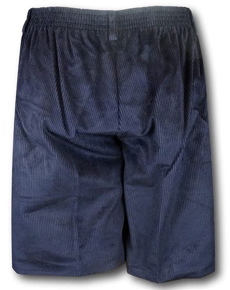 Exclusive David Luke Navy Blue Bermuda Corduroy Shorts With A White