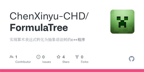 GitHub ChenXinyu CHD FormulaTree 实现算术表达式转化为抽象语法树的c 程序