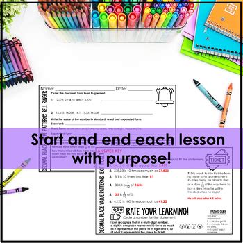 10 To 1 Decimal Place Value Patterns Questions Lesson Worksheet 5 NBT 1