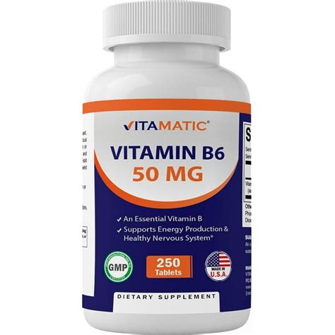 Vitamatic Vitamin B6 Pyridoxine Hci 50 Mg 250 Vegetarian Tablets