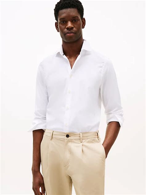 Slim Fit Smart Casual Overhemd Wit Tommy Hilfiger
