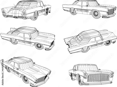 Vector Sketch Illustration Of Racing Car Design With Turbo Engine For
