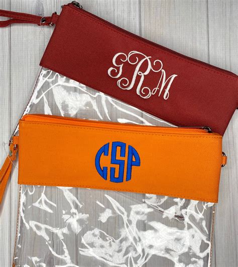Monogrammed Clear Stadium Bag Custom Clear Zipper Pouch Etsy