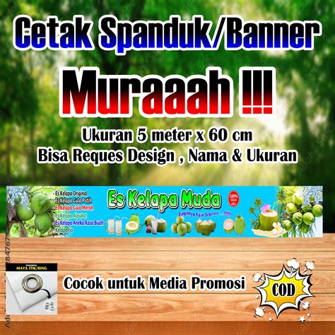 Spanduk Es Kelapa Muda Ukuran 5 Meter X 60 Cm I Banner Es Kelapa