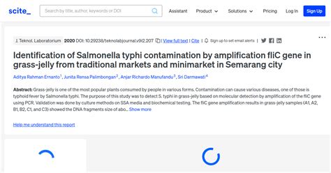 Identification Of Salmonella Typhi Contamination By Amplification Flic Gene In Grass Jelly From