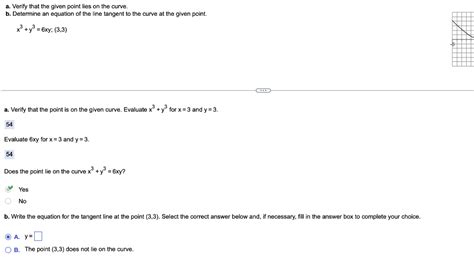 Solved A Verify That The Given Point Lies On The Curve B Chegg