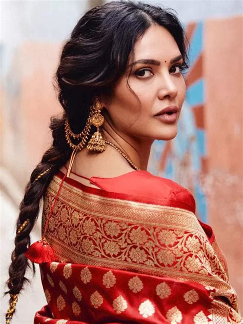 Esha Gupta Serves Regal Elegance In A Red Banarasi Saree Times Of India