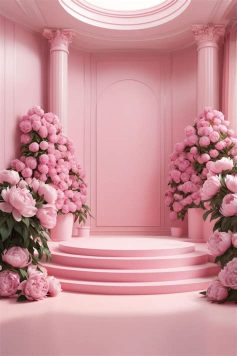 РОЗОВЫЙ ПОДИУМ ДЛЯ ИНФОГРАФИКИ С ПИОНАМИ в 2025 г Декорации Инфографика Дизайн фона