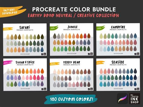 Procreate Color Palette Bundle Neutral Collection Color Swatch Collection Instant Download