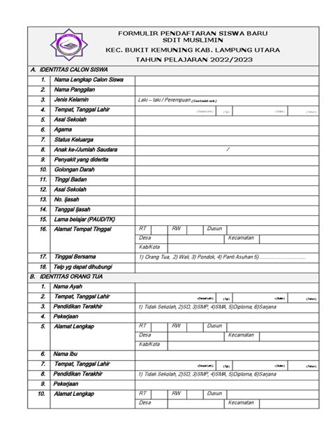 Formulir Ppdb Pdf