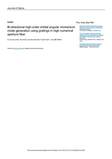 Pdf Bi Directional High Order Orbital Angular Momentum Mode