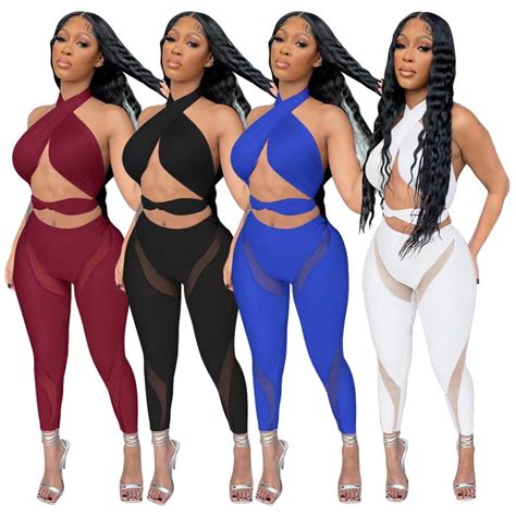 Sexy Back Plus Size Bra Mesh Patchwork Trouser Two Piece Set Outfit Sets And Outdoor Clothing