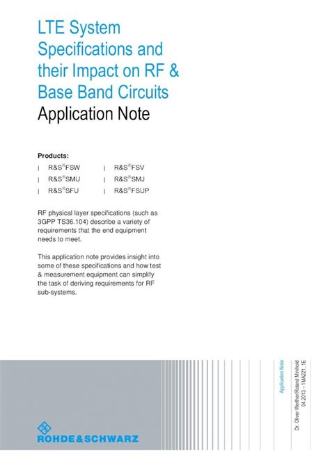 Pdf Lte System Specifications And Their Impact On Rf And · Pdf Filetable Of Contents 04 2013
