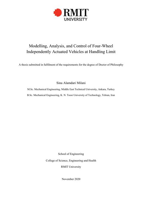 Pdf Modelling Analysis And Control Of Four Wheel Independently Actuated Vehicles At Handling