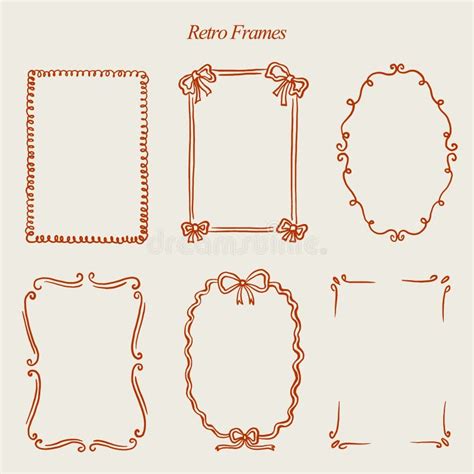 Retro Hand Drawn Vector Frames For Cards Wedding Invitations Poster