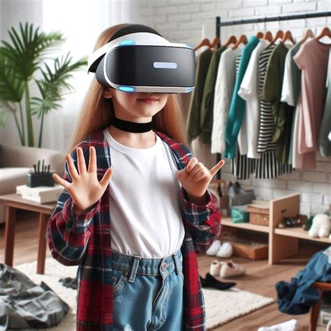Modern Living Room Scene With Girl Immersed In Virtual Reality Game Premium Ai Generated Image